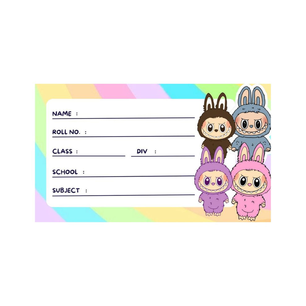 Labubu Themed Custom School Book Stickers - 24 Name Labels for Kids ...