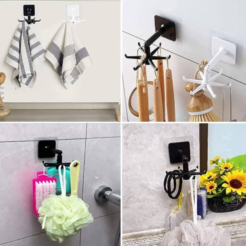 360° Rotating Hook – Adjustable Wall-Mounted Folding Hanger for Kitche ...