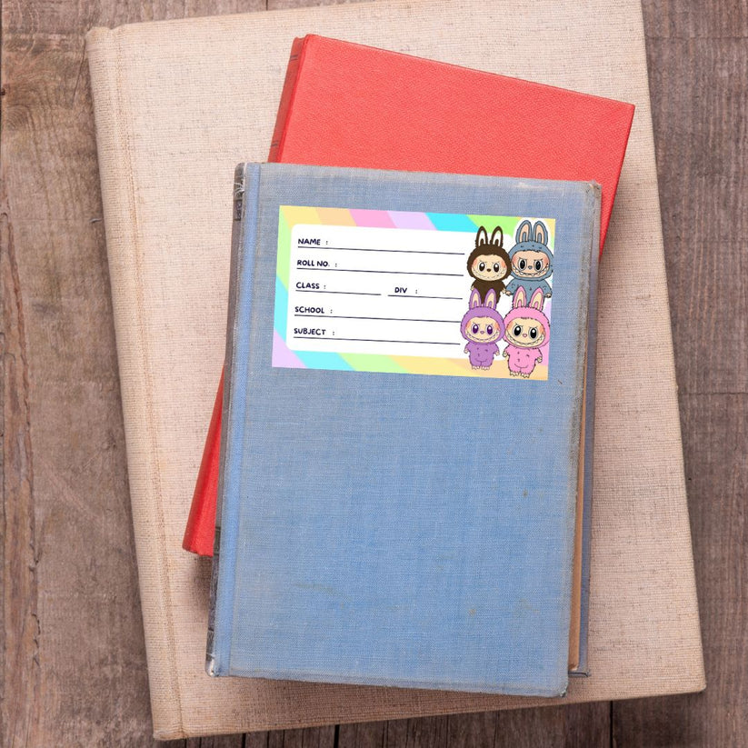 Labubu Themed Custom School Book Stickers - 24 Name Labels for Kids ...
