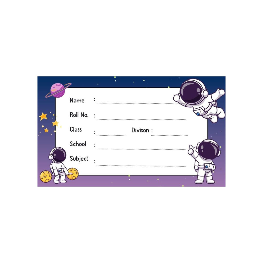 Astronaut Theme Customized Name Labels for Kids – 24 School Book Stick ...