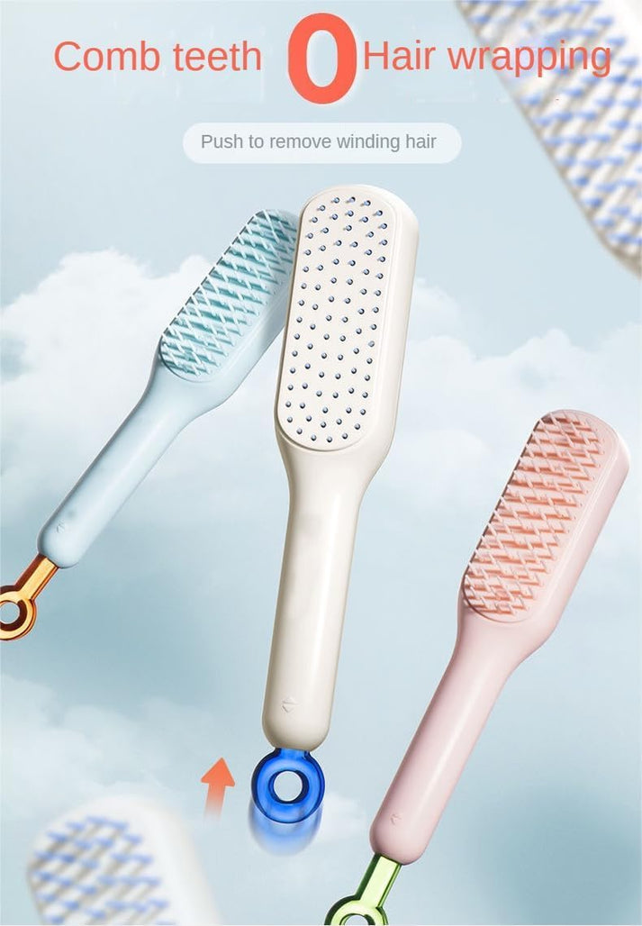 Self-Cleaning Anti-Static Massage Comb, Self Cleaning Hair Brush, Mass ...