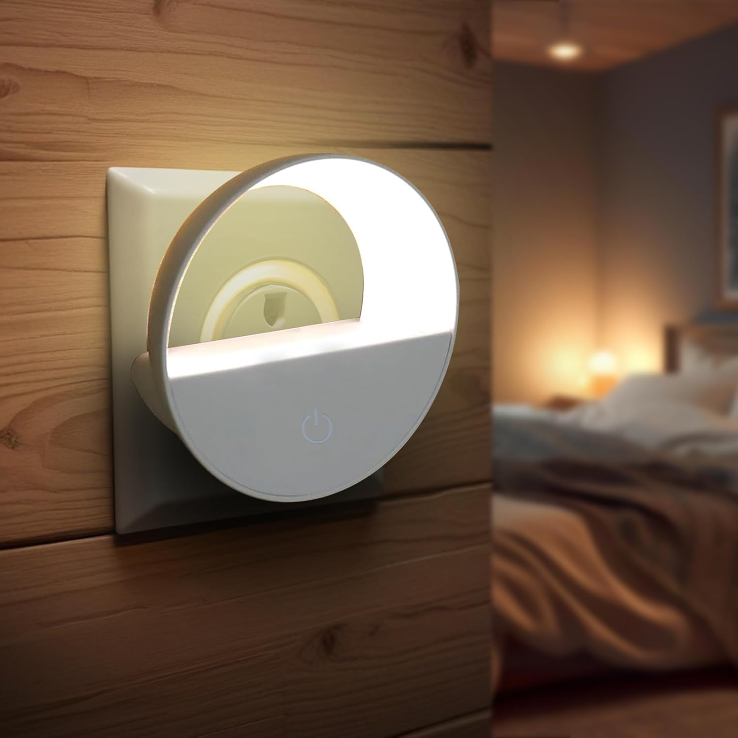 Round Night Light - White LED Light ABS Material Night Light for Bedro ...