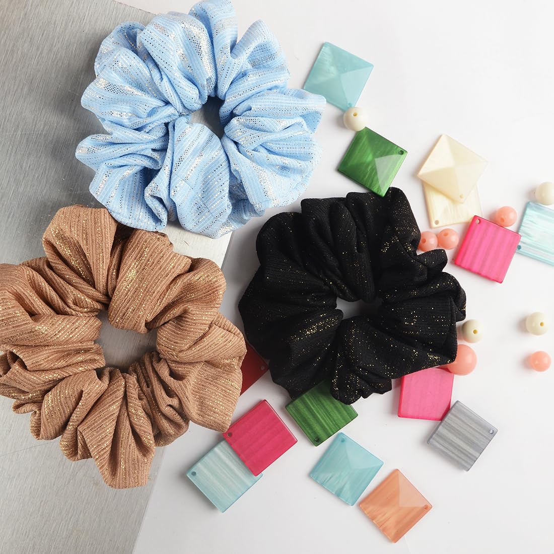 Raw Silk Tinted Scrunchie (Random Colors & Prints) - 1 Pc – 99wholesale