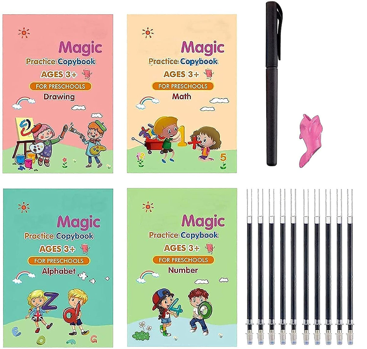 4 Pcs Sank Magic Practice Copy Books for Kids, Handwriting English Reu ...