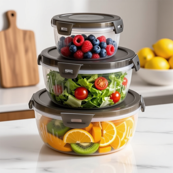 Airtight Food Storage Container Set of 3 | Plastic Kitchen Storage Box ...