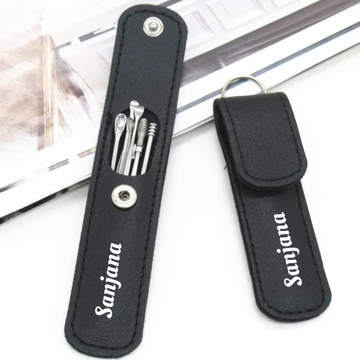 Customized Leather Portable Ear Cleaning Kit – Stainless Steel Ear Pic ...