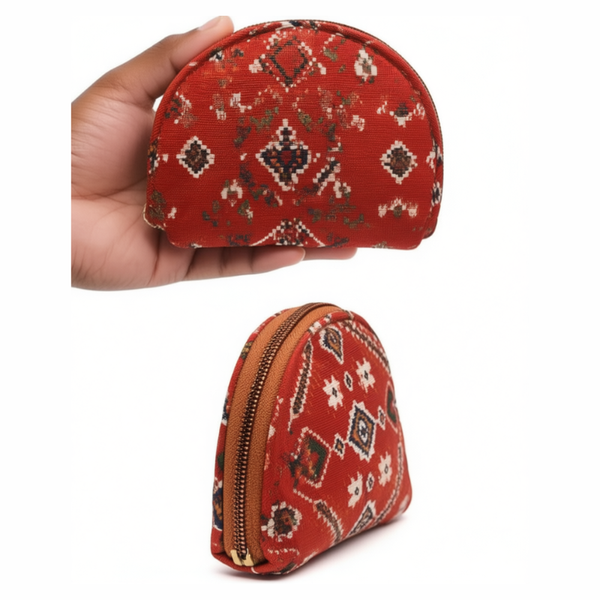 Handblock Printed Fabric Coin Pouch – Compact Travel Pouch for Women ...