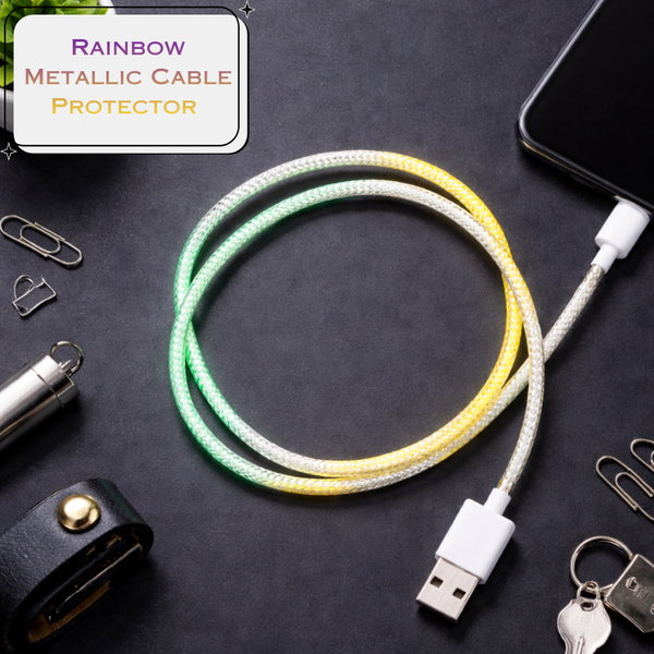 Rainbow Metallic Cable Protector – 150 cm Spiral Wire Organizer for Ch ...
