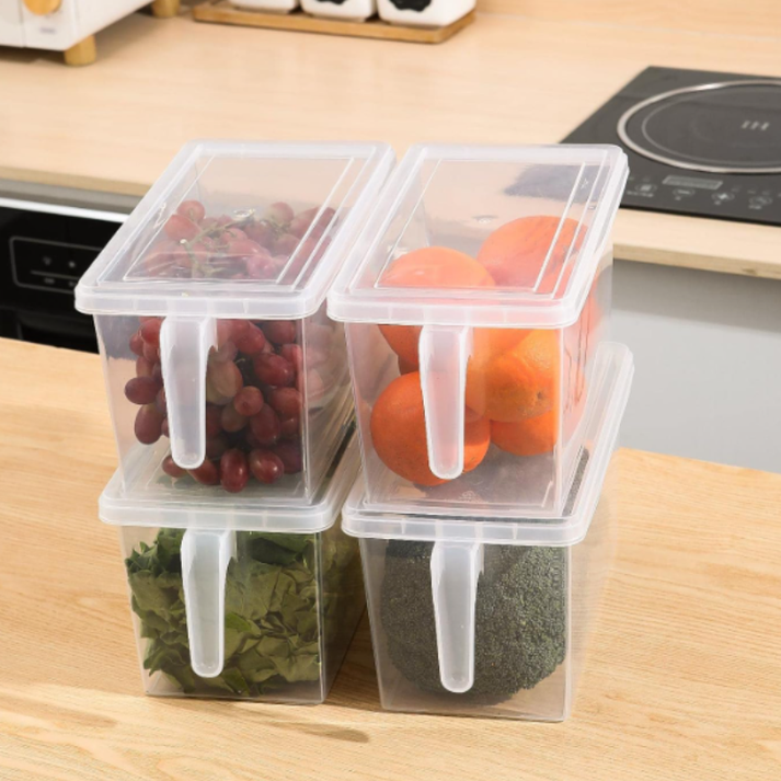Refrigerator Storage Container with Lid – Transparent Plastic Stackabl ...