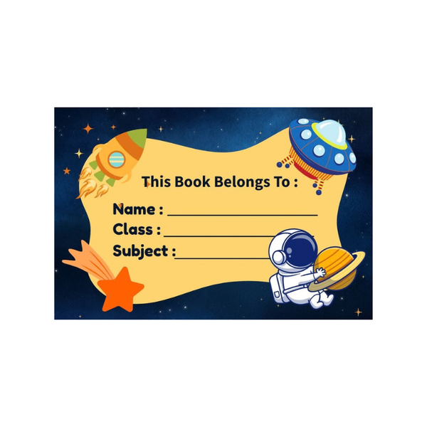 Space-Themed Personalized School Book Stickers – 24 Custom Name Labels ...