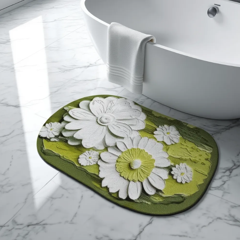 Multi Flower Prints Non-Slip Floor Mat – Random Shape & Design | Soft ...