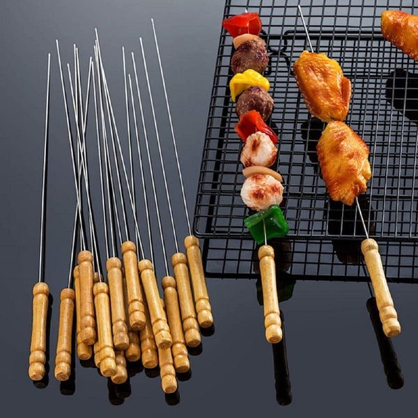 Barbeque Rod Skewers – 12 Pcs Stainless Steel Grill Skewers for BBQ, K ...