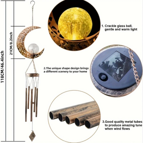Buy LED Solar Moon Wind Chimes – Decor Just ₹ -99wholesale