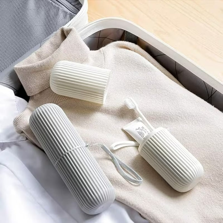 Capsule Shape Travel Toothbrush & Toothpaste Case Holder – Portable Pl ...