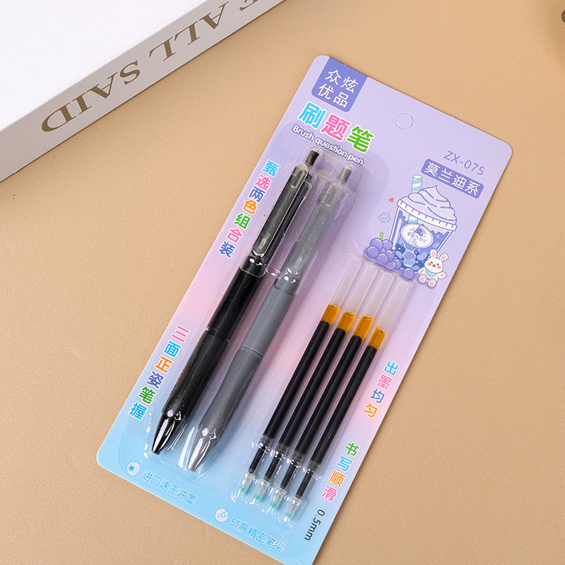 2 Gel Pens with 4 Refills – Smooth, Quick-Dry Gel Ink Pens for School ...