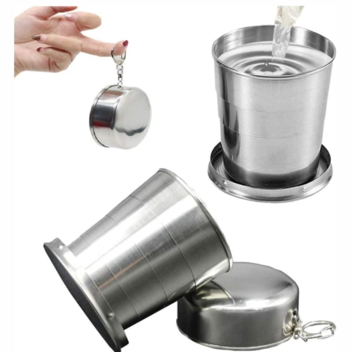130 ml Stainless Steel Folding Travel Cup – Portable Collapsible Water ...